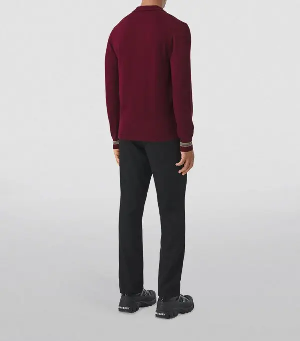 Burberry Wool Icon Stripe Long-sleeved Polo Shirt