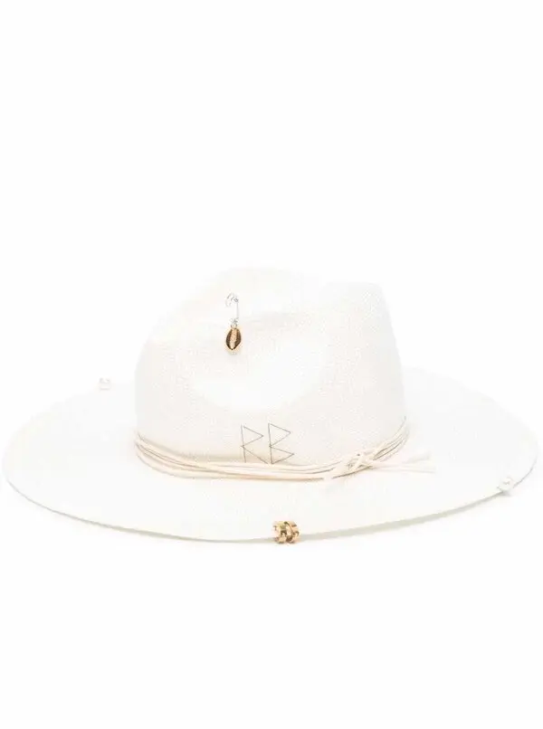 Ruslan Baginskiy Fedora Straw Hat With Shells