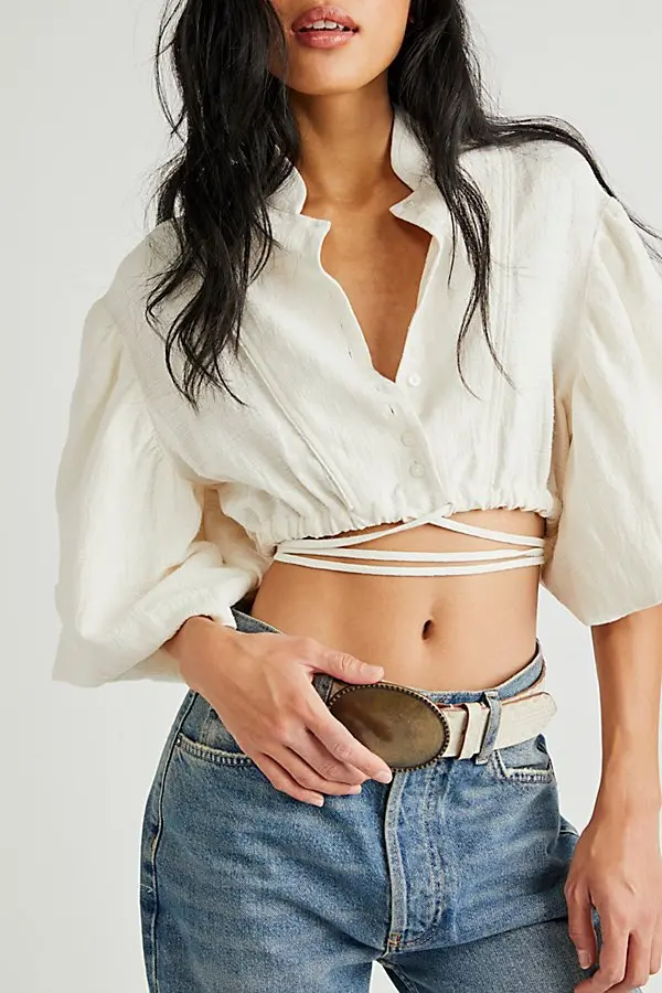Free People Duke Concho Belt - Distressed White