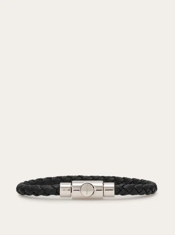 FERRAGAMO Braided Leather Bracelet - Black