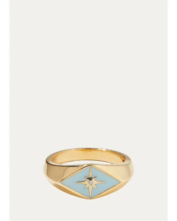 SYDNEY EVAN Enamel Evil Eye Diamond Starburst Ring - Turquoise