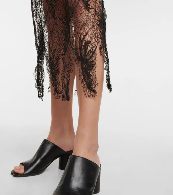 maison margiela semi-sheer netted maxi dress Maison Margiela Semi-Sheer Netted Maxi Dress In Black - 50% Off