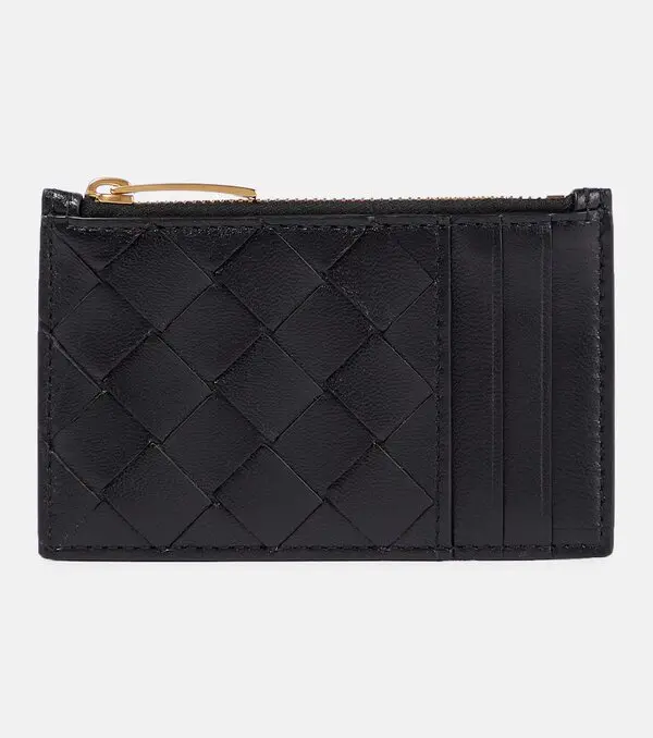 Bottega Veneta Intrecciato Leather Card Holder - Black