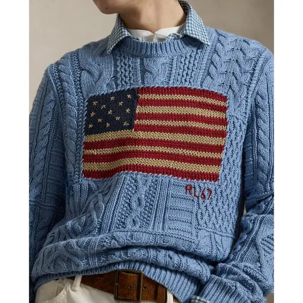 Ralph Lauren Aran-knit Flag Sweater