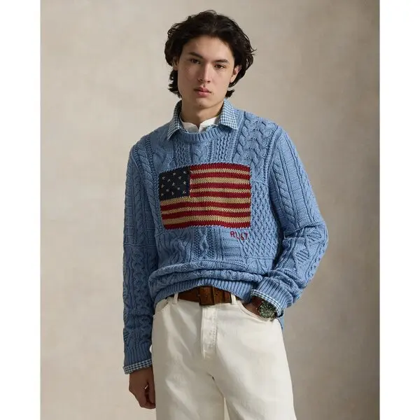 Ralph Lauren Aran-knit Flag Sweater
