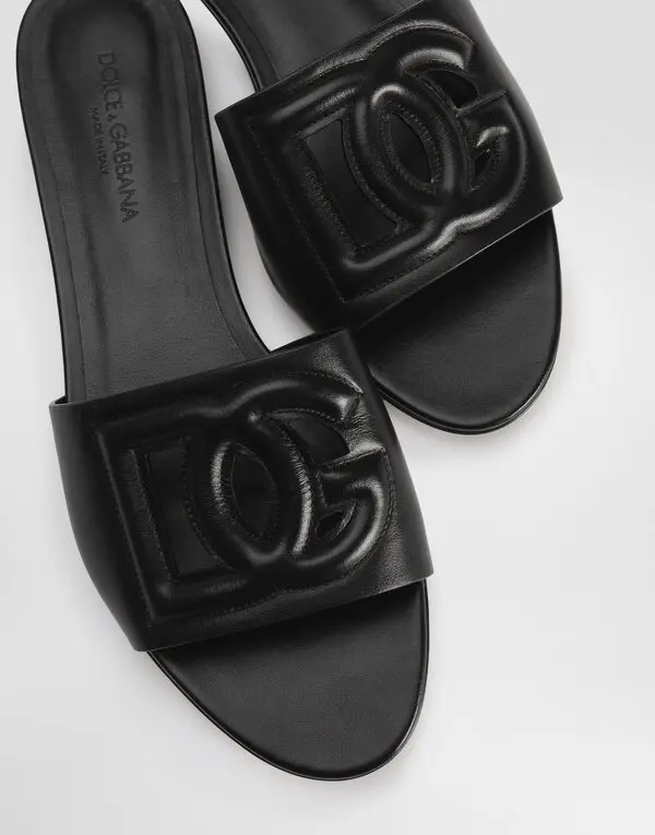 Dolce & Gabbana Calfskin Sliders - Black