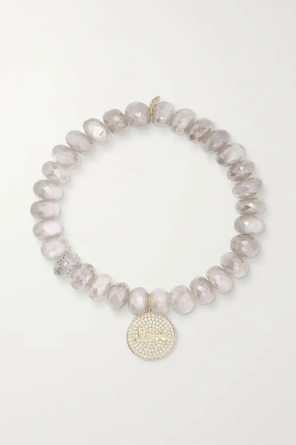 SYDNEY EVAN Love Script Moonstone And Diamond Bracelet - White