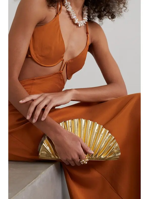 Cult Gaia Nala Ruched Clutch - Gold