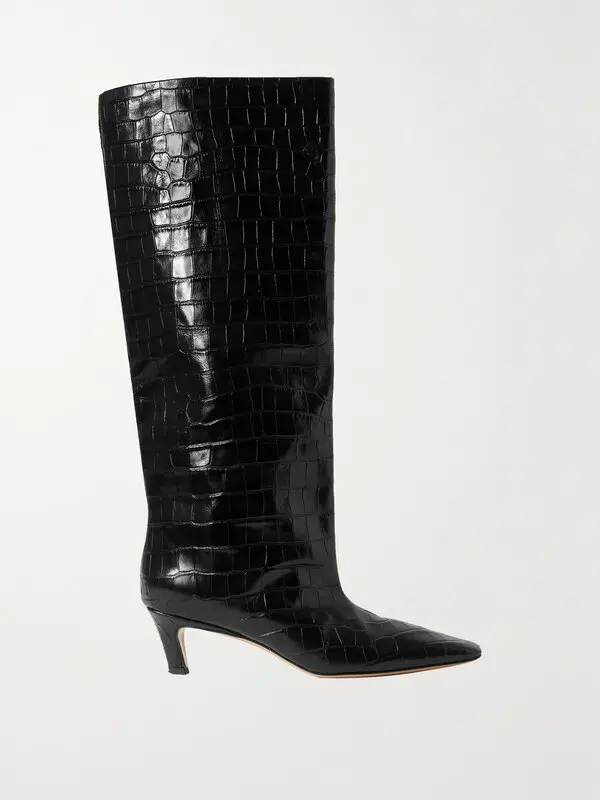 TOTEME Croc-effect Leather Knee Boots