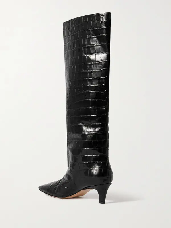 TOTEME Croc-effect Leather Knee Boots