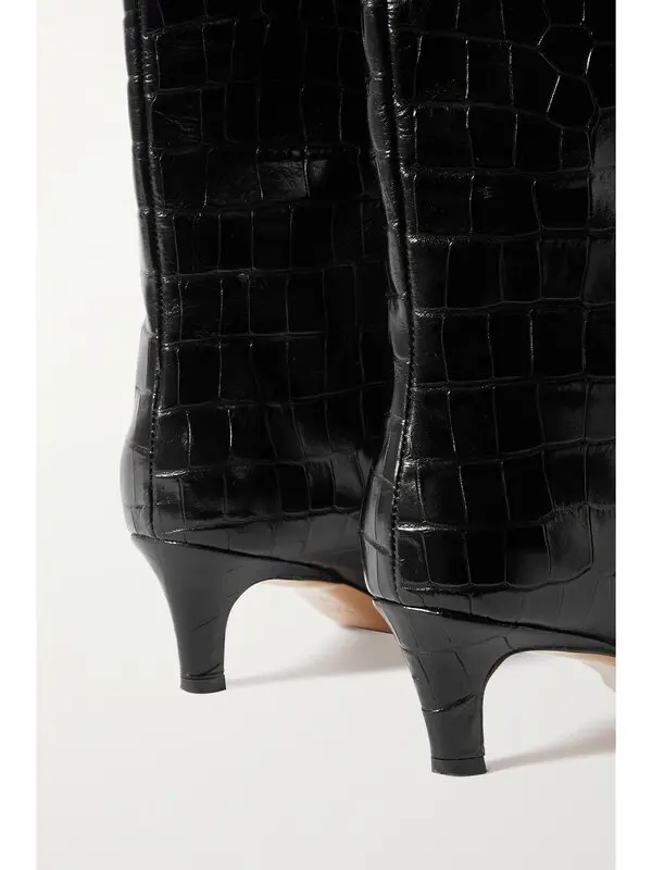 TOTEME Croc-effect Leather Knee Boots