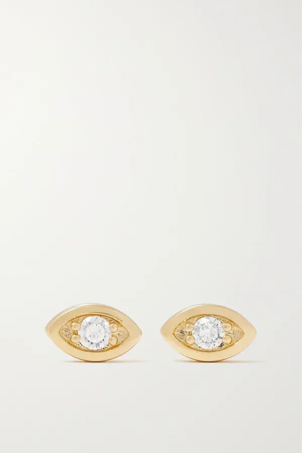 SYDNEY EVAN Evil Eye Diamond Earrings - Gold