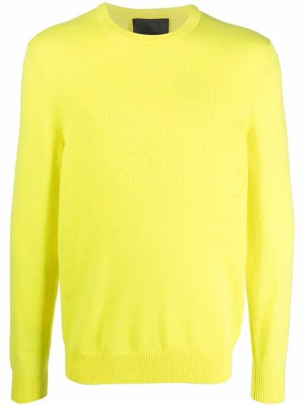 Philipp Plein Skull Pointelle-knit Cashmere Jumper - Yellow