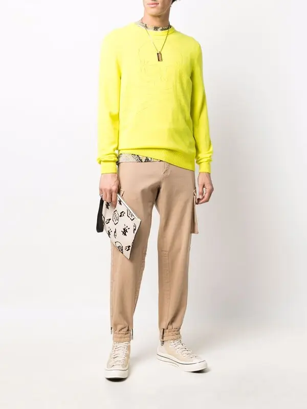 Philipp Plein Skull Pointelle-knit Cashmere Jumper - Yellow