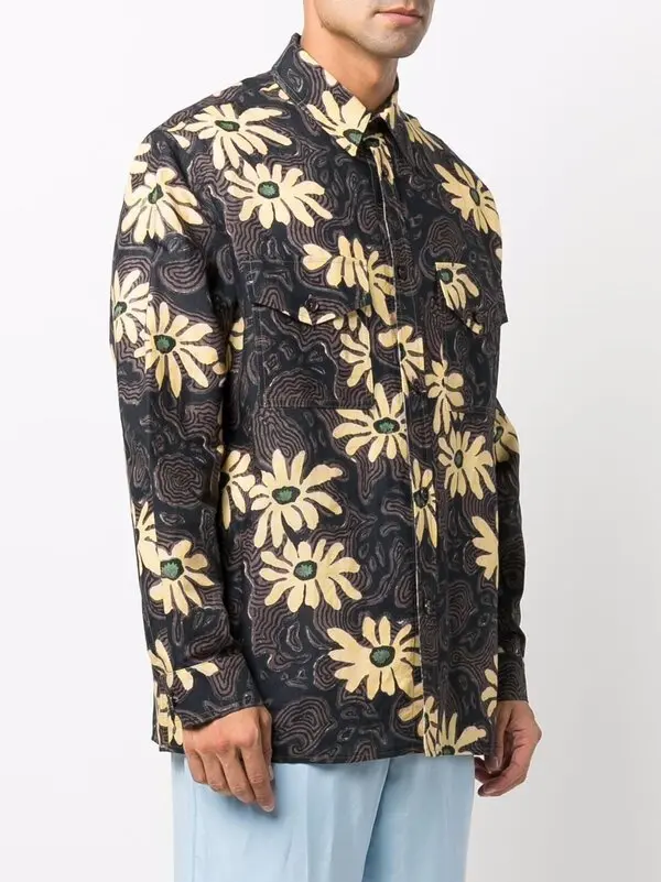 Nanushka Floral Print Shirt Jacket
