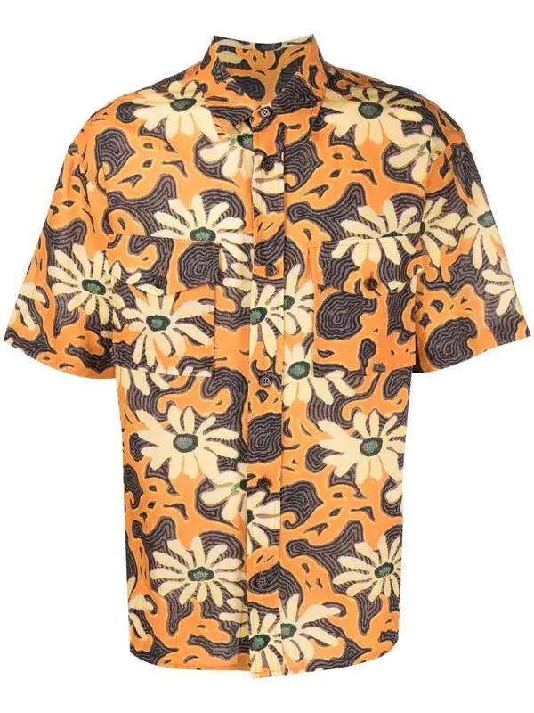 Nanushka Floral Print Shirt - Orange