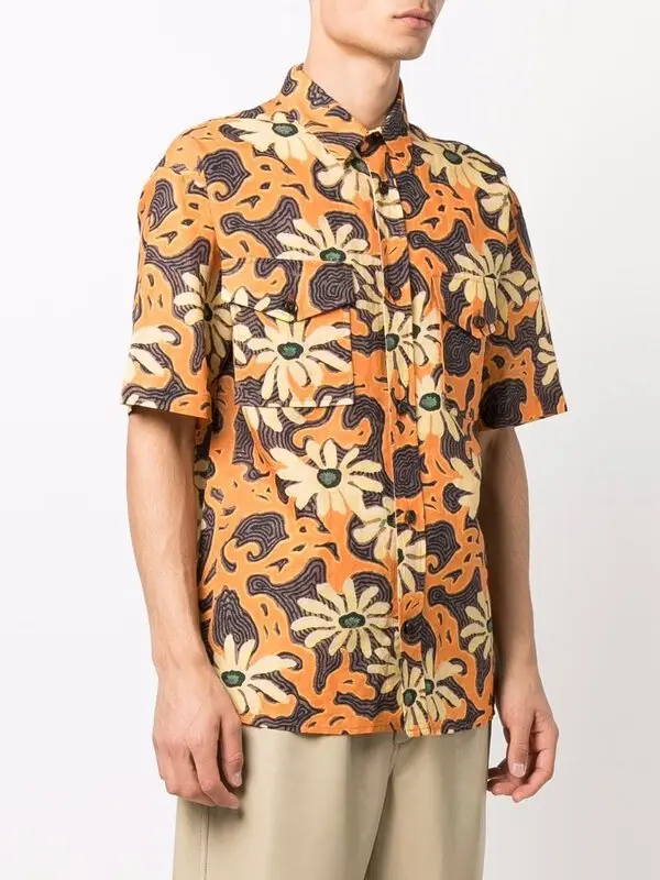 Nanushka Floral Print Shirt - Orange