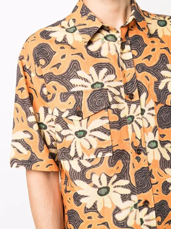 Nanushka Floral Print Shirt - Orange
