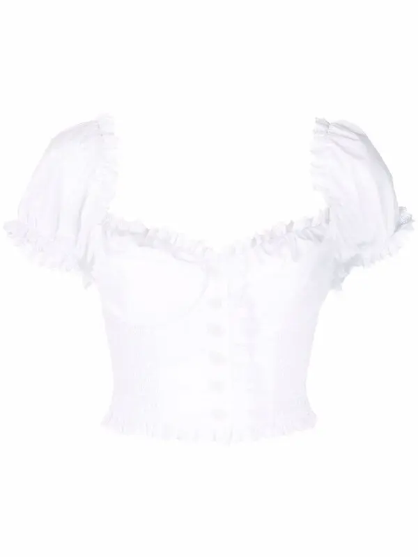 Dolce & Gabbana Ruffled Smock Cropped Top - White