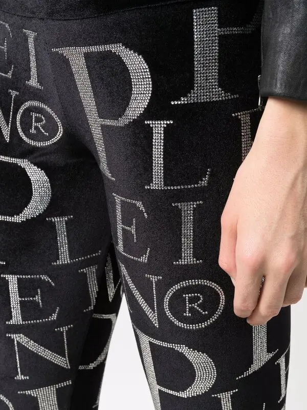 Philipp Plein Velvet Logo-print High-waisted Leggings