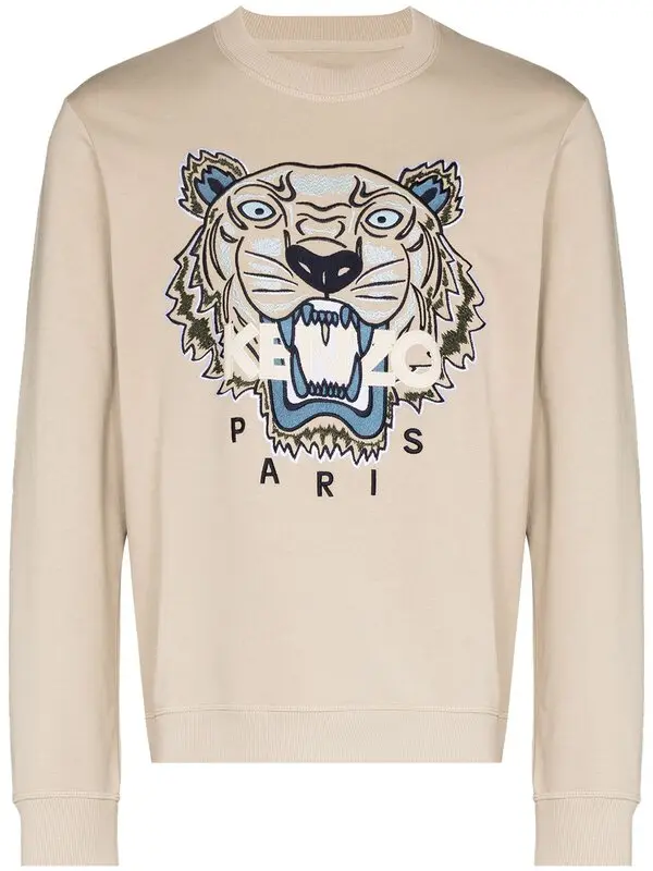 Kenzo Tiger-embroidered Sweatshirt - Neutrals