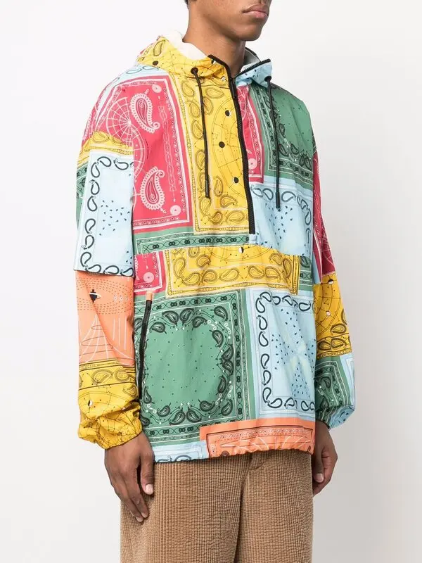 COUNTY OF MILAN Patchwork Bandana Print Hooded Jacket
