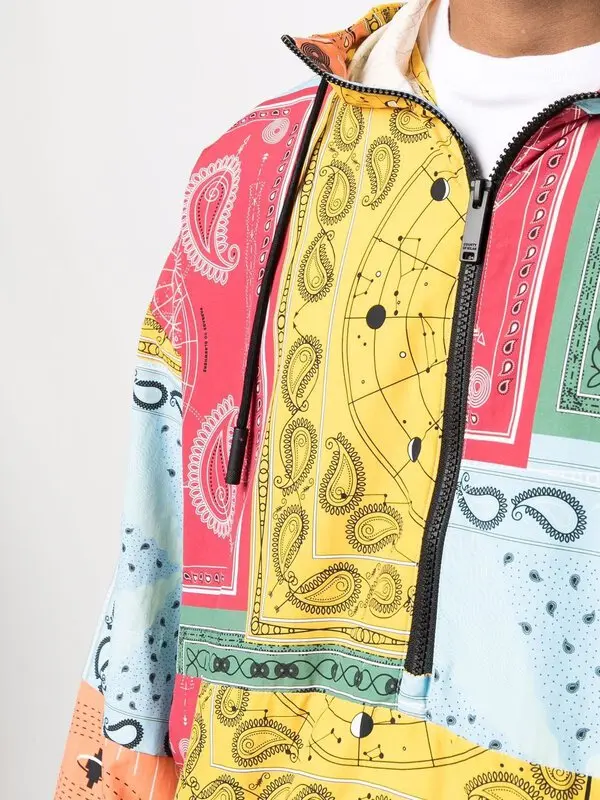 COUNTY OF MILAN Patchwork Bandana Print Hooded Jacket
