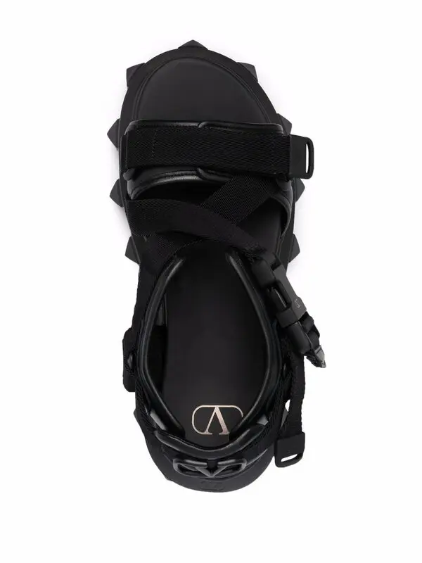 Valentino Garavani Chunky Rockstud Platform Sandals In Black  display picture 3