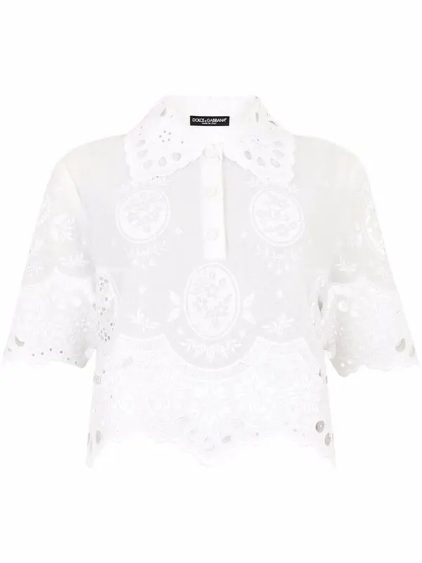 Dolce & Gabbana Embroidered Gauze Polo Shirt