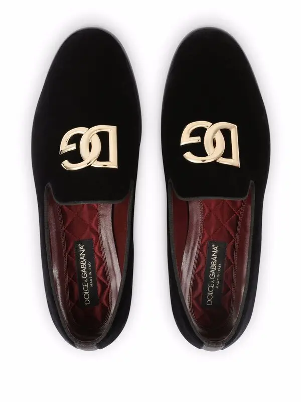Dolce & Gabbana Dg-logo Velvet Slippers