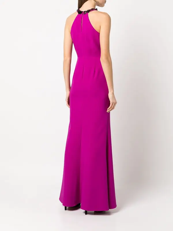 Marchesa Halterneck Gown With Keyhole Neck