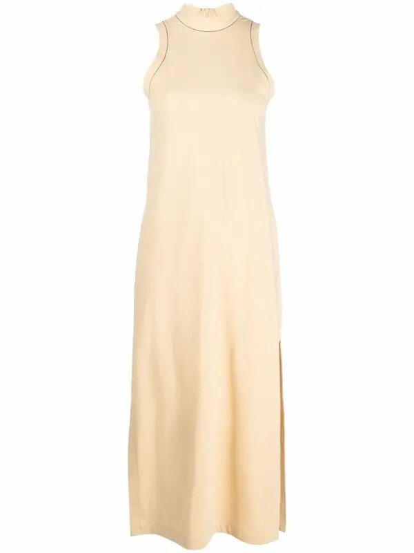 Brunello Cucinelli Beaded-trim Midi Dress - Neutrals