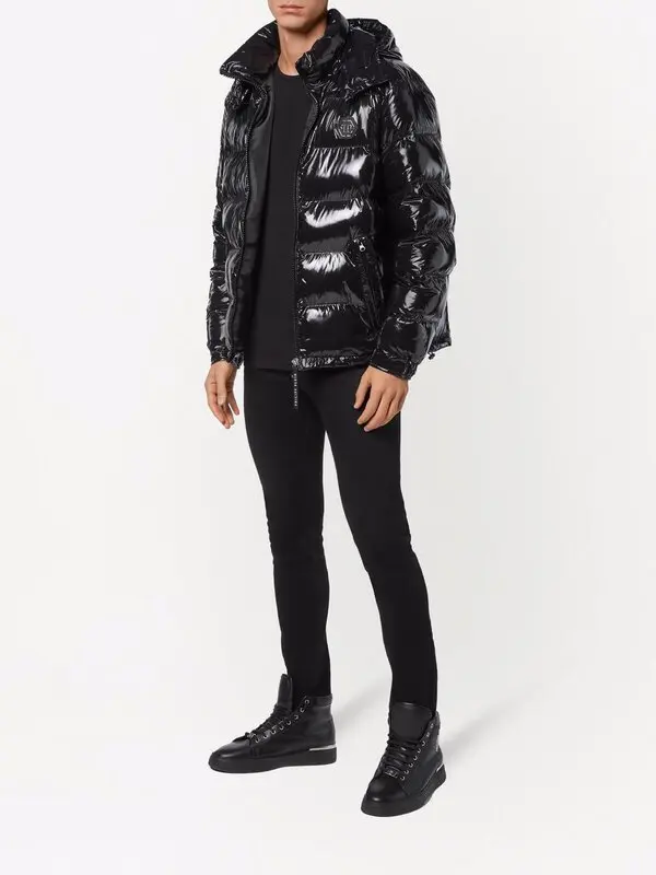 Philipp Plein High-shine Padded Jacket - Black