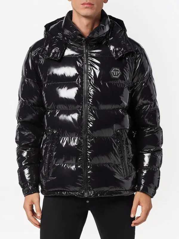 Philipp Plein High-shine Padded Jacket - Black