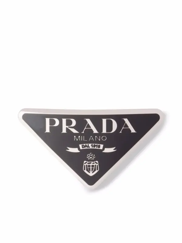 Prada Triangle Logo Hair Clip - Black