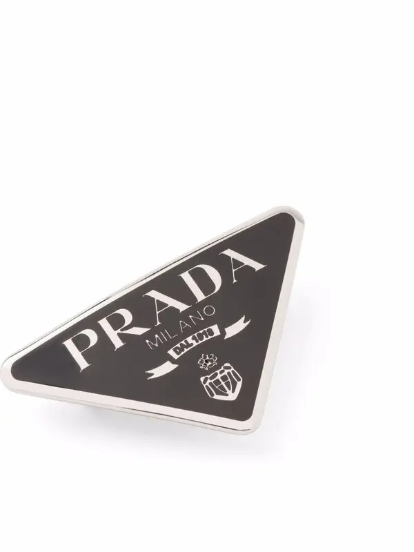 Prada Triangle Logo Hair Clip - Black