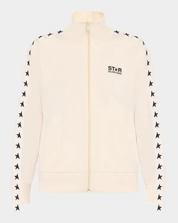 GOLDEN GOOSE Grosgrain-trim Tech Jersey Track Jacket - Papyrus Black