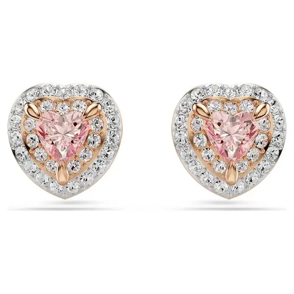 SWAROVSKI Heart-shaped Stud Earrings With Zirconia And Pavé Detail - Pink