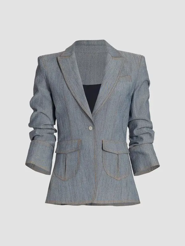 Cinq À Sept Louisa Gathered Sleeve Jacket - Light Indigo