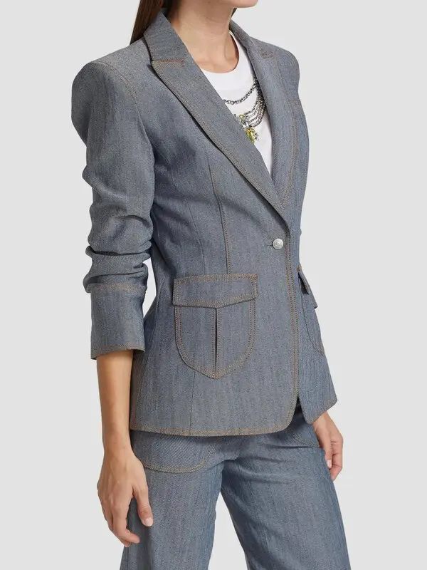 Cinq À Sept Louisa Gathered Sleeve Jacket - Light Indigo