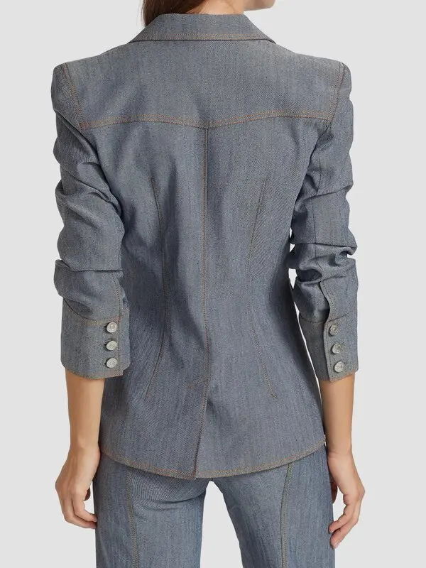 Cinq À Sept Louisa Gathered Sleeve Jacket - Light Indigo