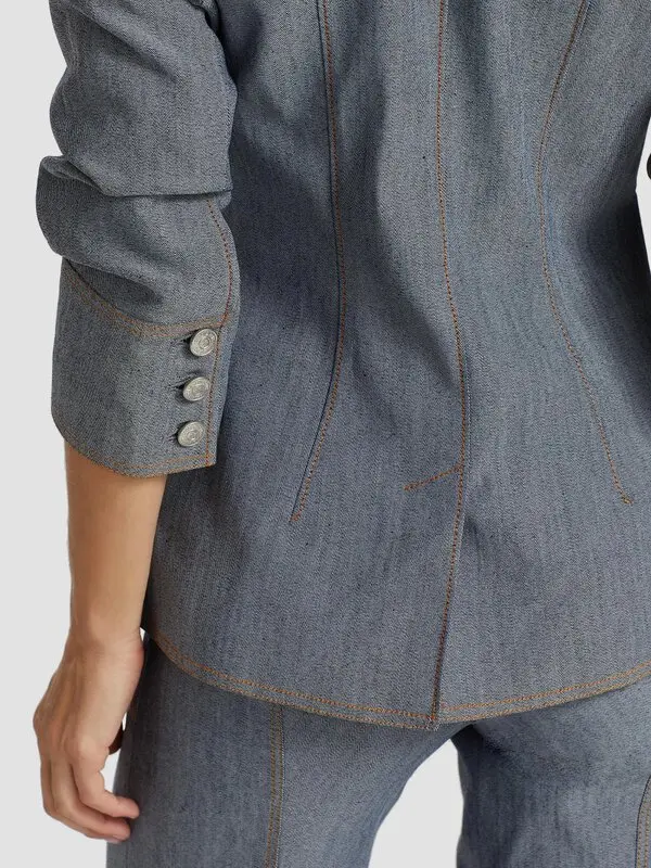 Cinq À Sept Louisa Gathered Sleeve Jacket - Light Indigo