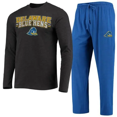 CONCEPTS SPORT Heathered Charcoal Delaware Fightin' Blue Hens Meter Long Sleeve T-shirt & Pants Sleep Set - Royal
