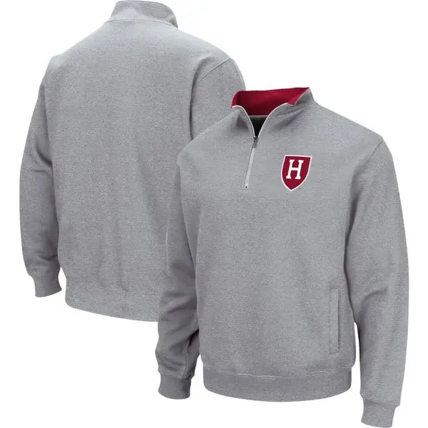 COLOSSEUM Harvard Crimson Tortugas Logo Quarter-zip Jacket - Heather Gray