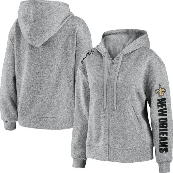 WEAR BY ERIN ANDREWS Heathered Gray New Orleans Saints Full-zip Hoodie - Heather Gray