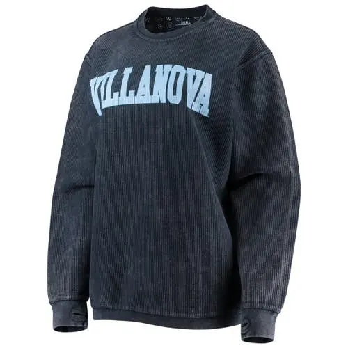 PRESSBOX Villanova Wildcats Comfy Cord Vintage Wash Pullover Sweatshirt - Navy