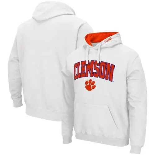 COLOSSEUM Clemson Tigers Arch & Logo 3.0 Pullover Hoodie - White