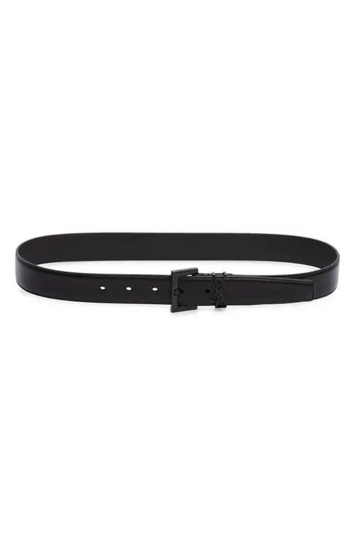 Saint Laurent Monogram Leather Belt - Nero