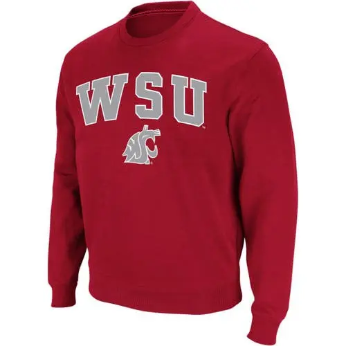 COLOSSEUM Washington State Cougars Arch & Logo Crew Neck Sweatshirt - Crimson