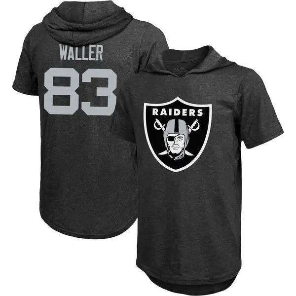 MAJESTIC THREADS Darren Waller Las Vegas Raiders Player Name & Number Tri-blend Hoodie T-shirt - Black